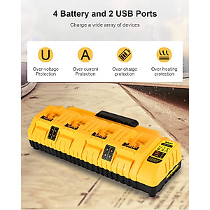 Lenoya DCB104 Replacement for Dewalt 12v 20v Max Multi Battery Charger Station DCB104