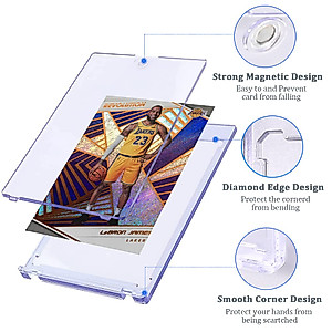 Magnetic Card Holder, FOME 5 Pack 35 PT Acrylic Trading Cards Sleeves Cards Protectors Baseball Card Holder for Game Cards SportsCards Standard Collection Storage Display