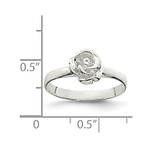 925 Sterling Silver 8mm Rose Ring Size 8 Jewelry for Women
