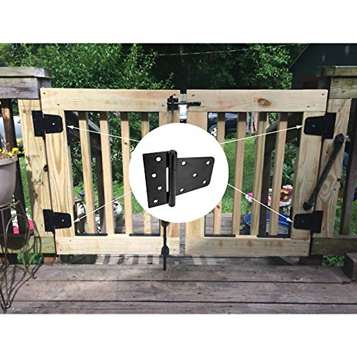 3.5 inch Black Door Shed Hinges Square Barn Hinges Heavy Duty Gate Hinges Wrought Hardware Iron Rustproof for Wood Fences (Not Included Screws)