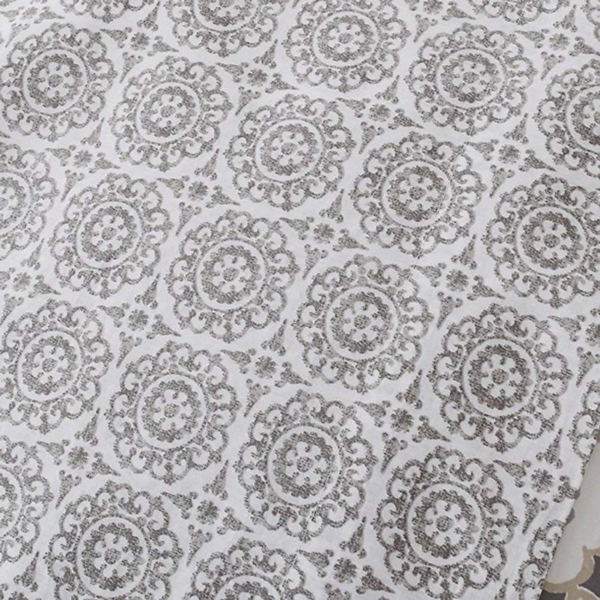 D&H 9 Piece Light Grey Medallion Comforter King Set, Beautiful All Over Bohemian Boho Chic Bedding, Multi Floral Paisley Mandala Motif Themed, Damask Flower Pattern Design, Taupe Tan Dark Gray