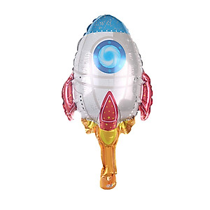 NOLITOY Astronaut Aluminum Balloon 10pcs Foil Mylar Balloon Rocket Foil Balloons for Kids Birthday Space Themed Party Decoration