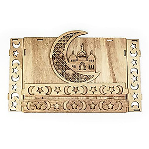 Ramadan Wood Tray Mubarak Party Food Tray Moon & Star Tray Table Decorations Small Wood Tray for Home Party Bedroom Eid Ornaments Eid Crafts
