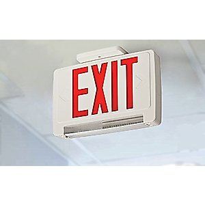 Lithonia Lighting ECBR M6 LED Exit and Emergency Light Bar Combo Fixture with Back Up Battery, 3 Watts, Damp Listed, Red Letters