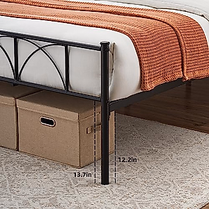 IDEALHOUSE King Size Sturdy Modern Stylish Iron Bed Frame with Headboard and Footboard Metal Platform Bed - Simple Assembly, No Box Spring Needed, Under Bed Storage