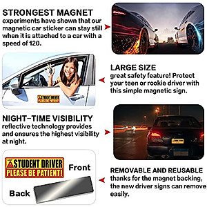 Sukh New Driver Magnet for Car - Student Driver Magnet for Car Boys and Girls New Student Driver Sticker Reflective Safety Signs Reusable Movable 3 Pcs