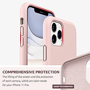 SURPHY Silicone Case Compatible with iPhone 11 Pro Max Case 6.5 inch, Liquid Silicone Full Body Thickening Design Phone Case (with Microfiber Lining) for 11 Pro Max 2019 (Pink)
