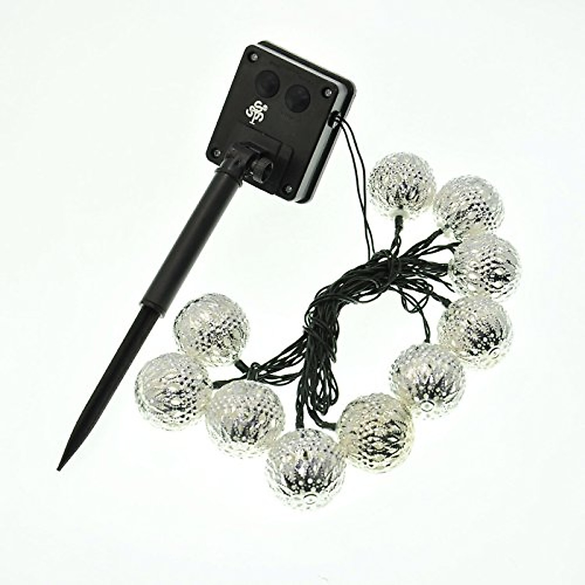 Modern Home Solar LED String Lights - Moroccan Metal Globe Lanterns