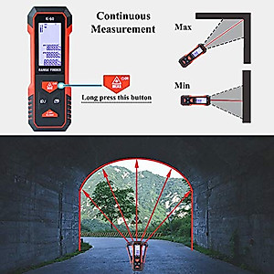 MAKINGTEC Laser Measure 196Ft M/Ft/in with Fraction Mode,Tape Measure Laser Measuring Device Large LCD Backlight Display, Pythagorean Mode Distance Measure Area and Volume Laser Distance Meter K-60