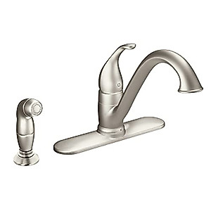 Moen 7840SRS Camerist One-Handle Low Arc Kitchen Faucet with Side Spray, Spot Resist Stainless, 0.375