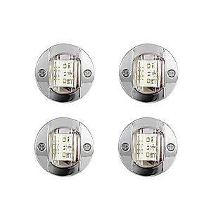 TCTAuto Blue Marine LED Lights for Boats Courtesy Cabin Stern Transom Interior Navigation Lights 3 Inch 6-2835-SMD LEDs 12V Round with Clear Lens Waterproof, Pack of 4