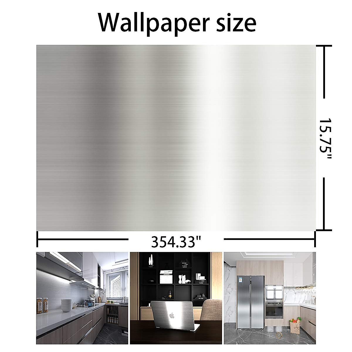 BAYYA Silver Contact Paper【Thicken】Stainless Steel Metallic Look Kitchen Backsplash Wallpaper Peel Stick Oil Proof Waterproof Sticker for Dishwasher Fridge Self Adhsesive Removable Wall Sticks
