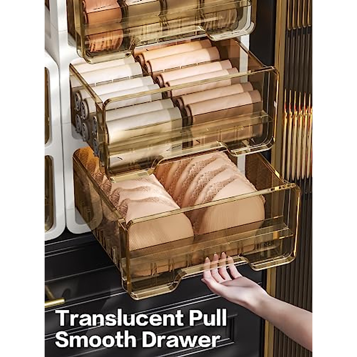 Socks Underwear Bra Drawer Organizer Divider, 1+10+15 Cell Closet Organizer for Clothing, Stackable Plastic Bins, Dresser Organizer Bins for Bedroom Organization, Folding Storage Boxes Set(3 in 1)