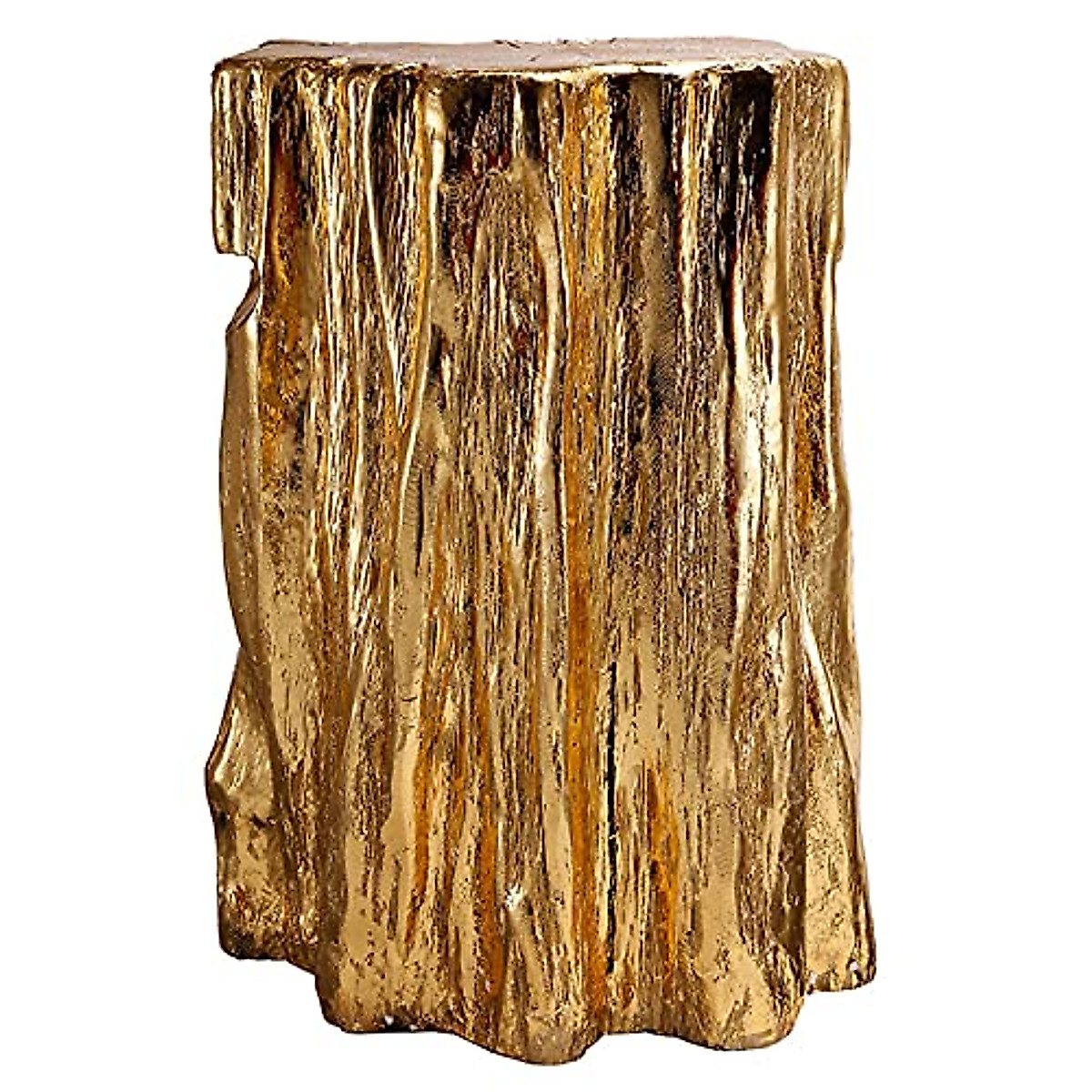 A&B Home Nature Wood Texture Inspired, End Table Side Table Living Room Furniture Luxury, Golden Tree Trunk Garden Stool or Gold Coffee Table Accent Tables for Small Spaces - 13.5x13x20
