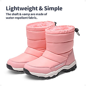 DREAM PAIRS Boys Girls Snow Boots Lightweight Slip Resistant Mid Calf Winter Shoes for Little/Big Kid,Size 9 Toddler,Pink,SDSB2224K