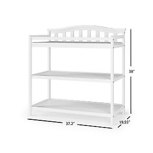 Child Craft Arch Top Infant Changing Table, Water-Resistant Pad and Safety Strap, Anti-Tip Kit Included to Prevent Tipping, Non-Toxic, Baby Safe Finish (Matte White)