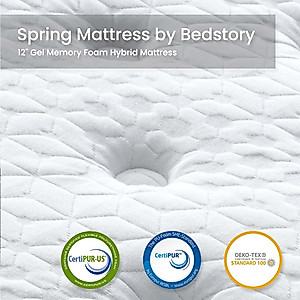 BedStory Queen Mattress, 12 Inch Hybrid Mattress with Foam & Individually Wrapped Pocket Coils Luxury Spring Mattress Motion-Isolation CertiPUR-US Certified 60 x 80 Inch