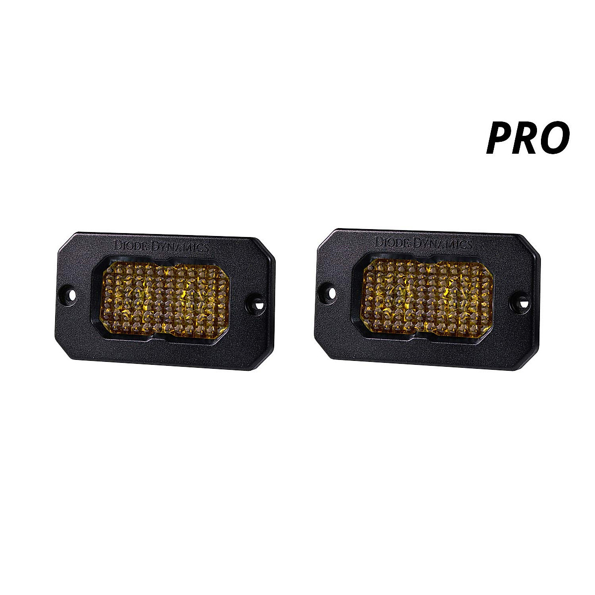 Diode Dynamics Stage Series 2in SAE Yellow Pro Flush Mount LED Pod (pair), Combo w/Amber Backlight