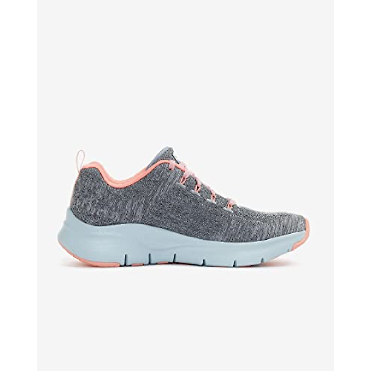 Skechers Women's Sneaker, Gray Knit Pink Trim, 8