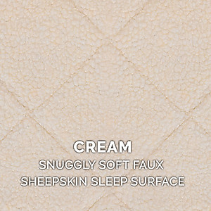 Furhaven Dog Bed for Medium/Small Dogs & Indoor Cats, 100% Washable, Sized to Fit Crates - Sherpa Fleece Bolster Crate Pad - Cream, Medium