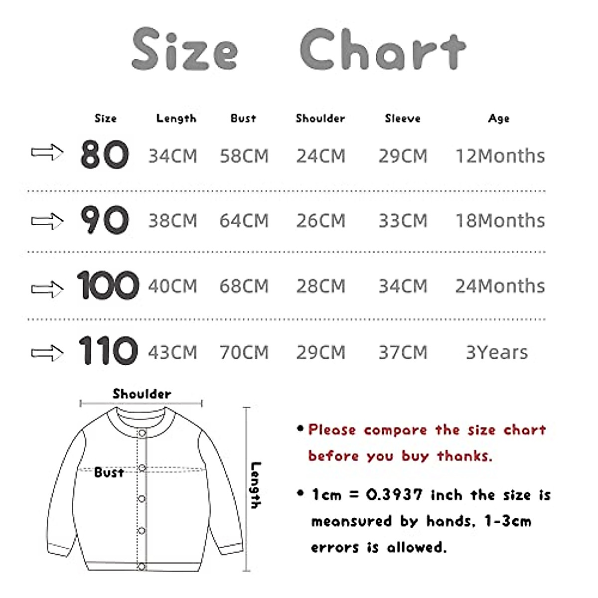 COTTON FAIRY Baby Girl Knitted Cardigan Sweater White 24 Months