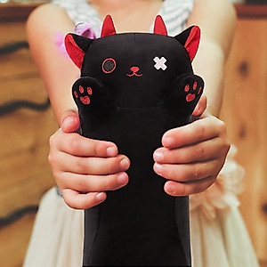 PEACHCAT Long Kitten Plush Pillow Cute Black Cat Stuffed Animal Cat Plush Toy for Kids 19.6"