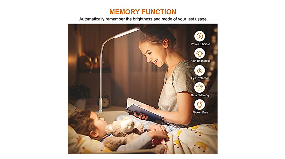 Swing Arm LED Desk Lamp with Clamp | Eye-Caring, Dimmable