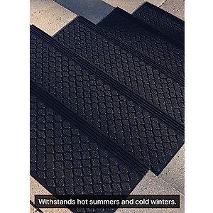 FINEHOUS Rubber Stair Treads Non-Slip Outdoor 48"x10" (4-Pack) – Anti-Slip Step Mat with Nosing