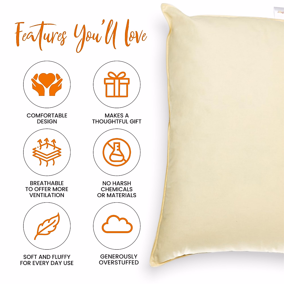 Cheer Collection U Shaped Body Pillow - Down Alternative Full Body Pillow for Side Sleeper, Pregnancy, Neck and Shoulder Support - Zippered Cover