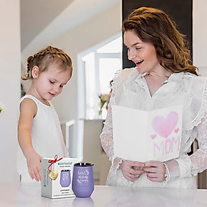 10oz Wine Tumbler for Mom - Insulated Travel Mug with Triple Wall Vacuum & Slider Lid - Tumbler for Birthdays, Mother's Day, and Christmas - Lavender