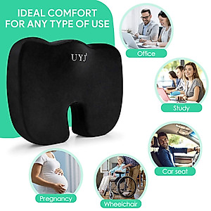 UYJ Seat Cushion for Office Chair,Memory Foam Seat Cushion,Tailbone,Sciatica,Lower Back Pain Relief,Chair Cushion for Car,Wheelchair,Computer and Desk Chair