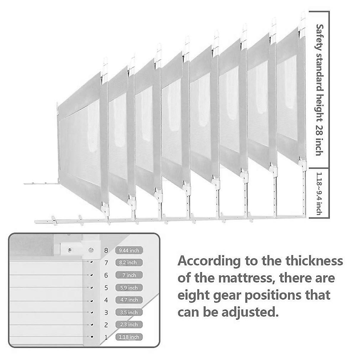 U/D 3 Sides Bed Rail for Toddlers Extra Long for Queen Size Baby Infants Safety Bed Rails Guard 200cm(2sides)+150cm(1side)