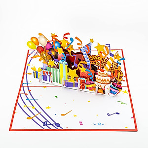 iGifts And Cards Happy 83rd Red Birthday 3D Pop Up Greeting Card – Awesome 83 Birthday Card For Woman, Man, Happy Eighty Three Birthday Gift For Mom, Dad, Wife, Husband Present, 5" X 7"