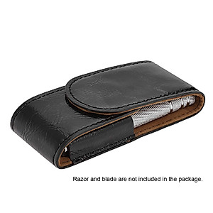 Men PU Leather Razor Pouch Shave Beard Shaver Handbag Pouch Safety Razor Case Storage Bag Double Edge Razor Holder