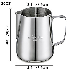 Stainless Steel Milk Frothing Pitcher - Milk Frothing Jug for Cappuccino, Barista Milk Frothing Pitcher Parent (none, 20OZ)