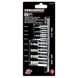 Powerbuilt 642403 Metric Wobble Ball Hex Bit Set, 8-Piece
