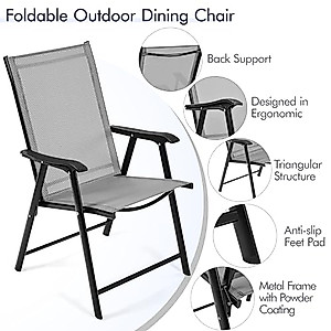 Yaheetech Patio Chairs Outdoor Chairs Set of 2 Portable Dining Chairs with Armrests for Camping, Lawn Yard Beach, Folding Patio Chairs 2-Pack Patio Chairs Metal Frame