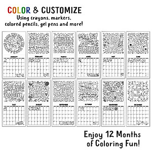 Tiny Expressions - Inspirational Coloring Calendar for Kids - Today is a Good Day 2024 Wall Calendar - Home or Classroom Kid Learning Calendars with Inspirational Quotes - Children's Calendar - 12x12 inches
