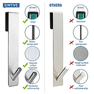Simtive Extended Shower Door Hooks (7-Inch), Over Door Hooks for Bathroom Frameless Glass Shower Door, Towel Hooks, 2-Pack, Silver