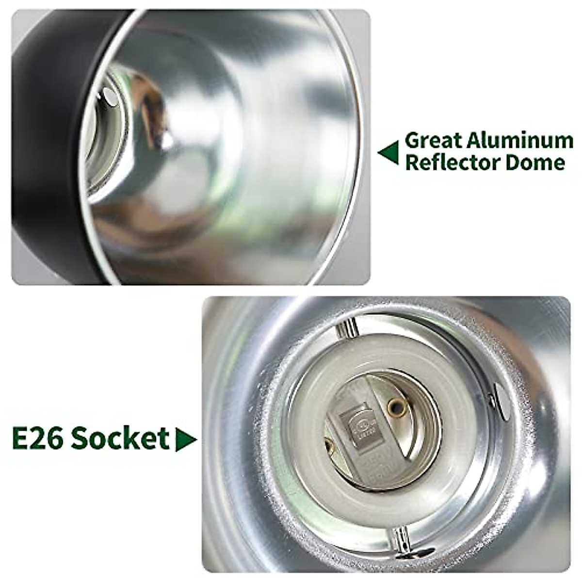 LUCKY HERP Aluminum 5.5inch Shallow Dome Reptile Light Fixture, Reptile Heat Lamp Fixture for UVB Bulb Basking Heat Bulb