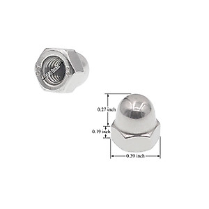 1/4-20 Acorn Cap Nuts, 50 pcs 304 Stainless Steel 18-8 Hardware Nuts, Bright Finish M6 Hex Nut