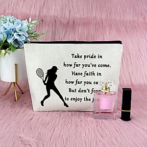 Sfodiary Tennis Gifts Makeup Bag Inspirational Gift for Tennis Player Birthday Gift for Women Cosmetic Bag Tennis Lover Gift Graduation Gift for Tennis Girl Travel Cosmetic Pouch Christmas Gift