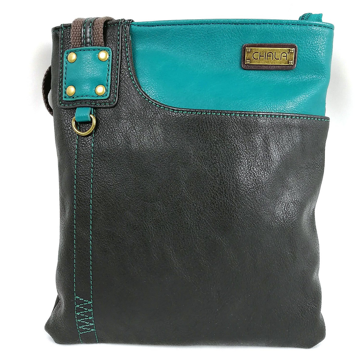 CHALA SWING Pack Smartphone Cross-Body Purse Purse Charm (Black_ Mini Teal Cat)