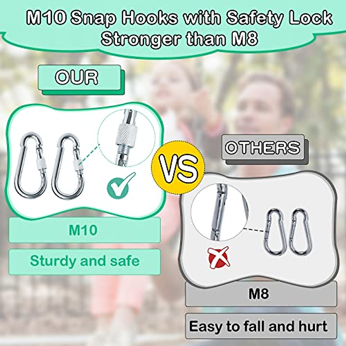 Highpro Swings Seats Heavy Duty with 65 Inches Chain Plastic Coated and 2 Hooks, Playground Swing Set Accessories Replacement, Support 250lb (Green)