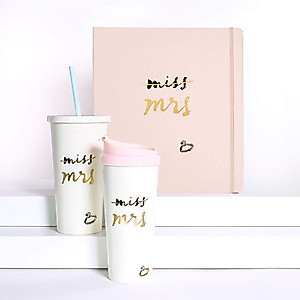 Kate Spade New York Bridal Insulated Tumbler with Reusable Straw, 20 Ounces, Miss to Mrs. (White)