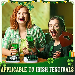 Kajaia 4 Pieces St. Patrick's Day Kitchen Dish Towels Green Black Buffalo Plaids Lucky Shamrock Truck Cloth Tea Towel 16 x 24 Irish Seasonal Decorative Dishcloth Hand Towel for Cooking Baking