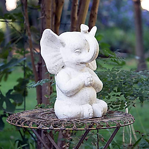 Garden Age Supply White Meditating Lucky Elephant Statue (21.0)