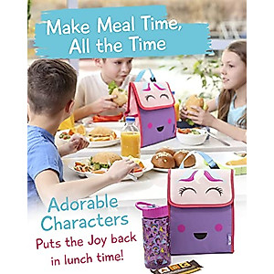 JOY2B Kids Lunch Bag - Insulated Unicorn Lunch Bag Kids with Water Bottle Holder - Reusable Snack Bags for Boys and Girls, Lunch Box Kids Perfect for School Camp Travel - Unstoppable Unicorn