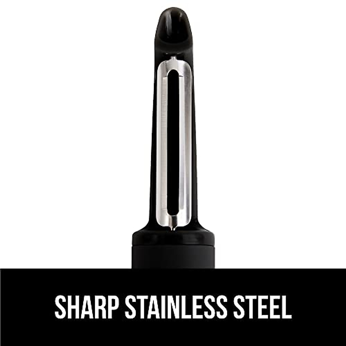 Gorilla Grip Swivel Vegetable Peeler, Sharp Stainless Steel Blades, Comfortable Handle, Dishwasher Safe, Kitchen Food Peelers, Easy Peeling, Peel Vegetables, Apple, Potato, Safe Blade Guard, Black