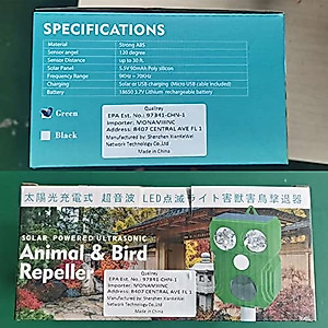 3 Pack Ultrasonic Solar Animal Repeller Outdoor Coyote Deer Repellent Devices for Garden, Deterrent with Motion Sensor, Strobe Light, Cat Deer Skunk Rat Repellent